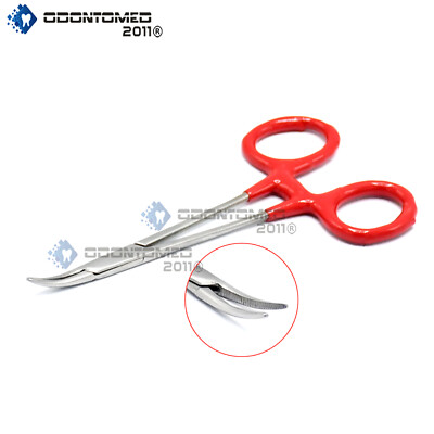 ODM 5" Fishing Stainless Straight Hemostat Forceps Red PVC Grip Handle ...