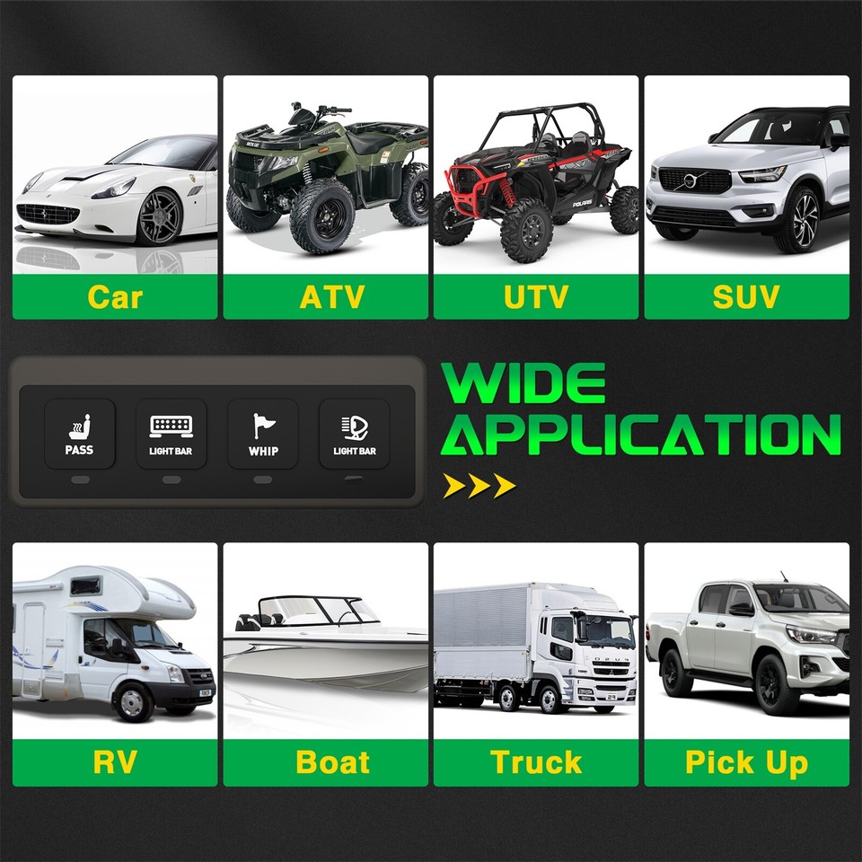 Wireless Switch Panel 4 Gang ON-Off Flashing Remote Circuit Control ...