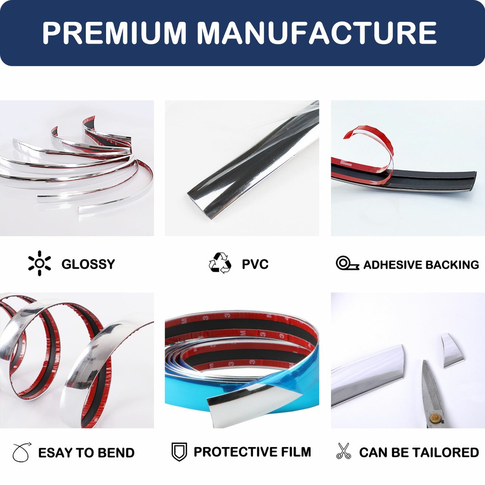 Chrome/Black Car Trim Molding Door Edge Moulding Trim Strip Body Side ...