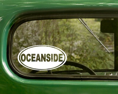 2 OCEANSIDE STICKERs Oval Decal California New York Car Laptop Bumper ...