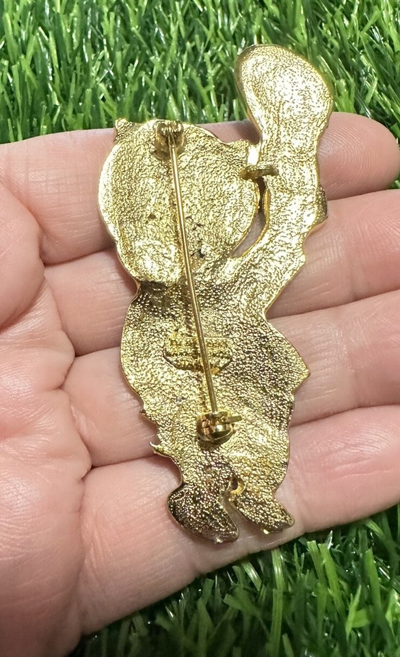 Vintage Gold Tone 90s Warner Bros. Porky The Pig Enamel 3” Brooch Pin ...
