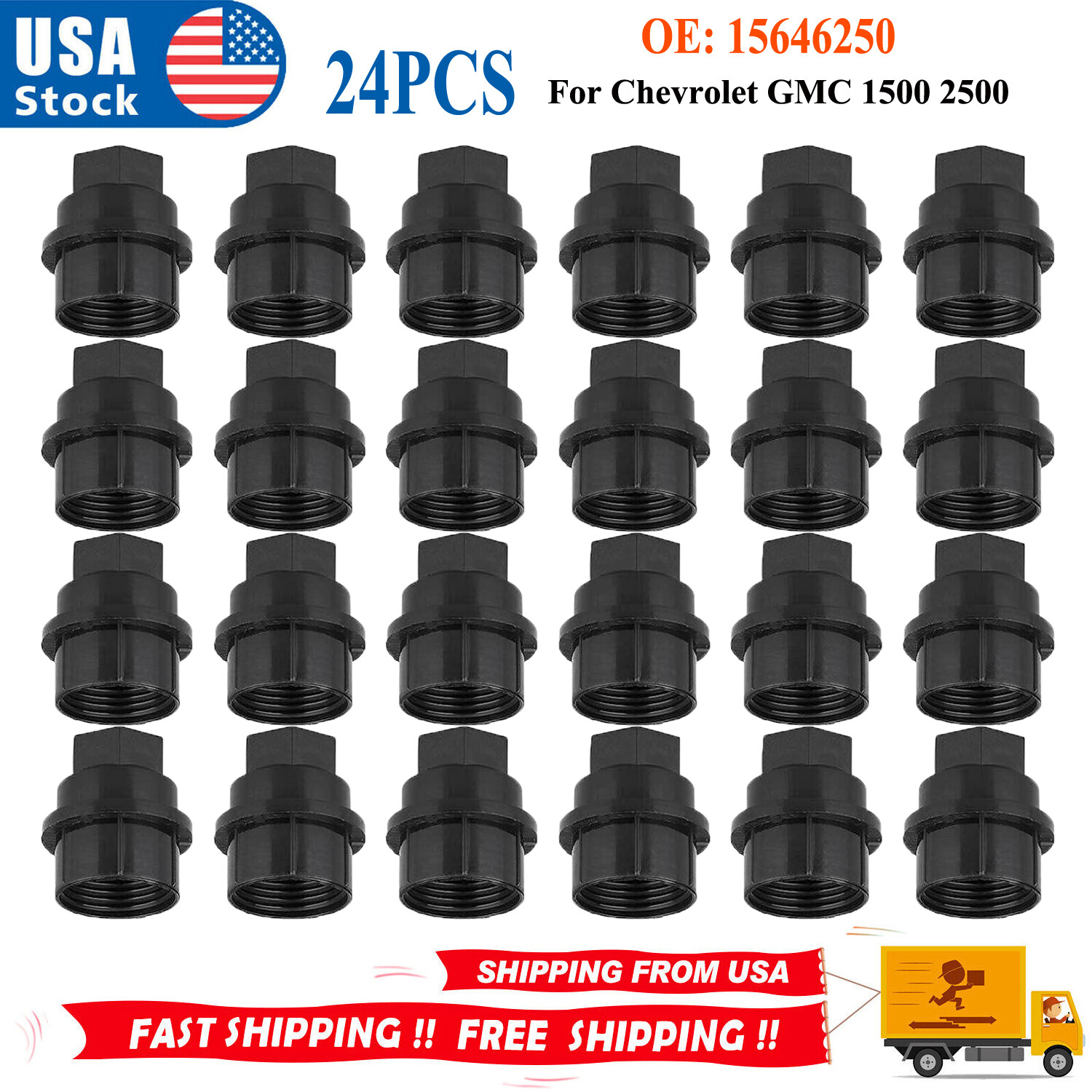 24Pcs Lug Nut Cover Cap 15646250 Fit for Chevrolet GMC SAVANA 1500 2500 ...