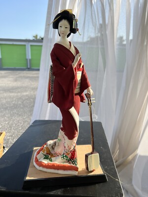 Vintage Japanese Nishi Geisha Doll Handmade, 17" tall with Chinese Lute ...