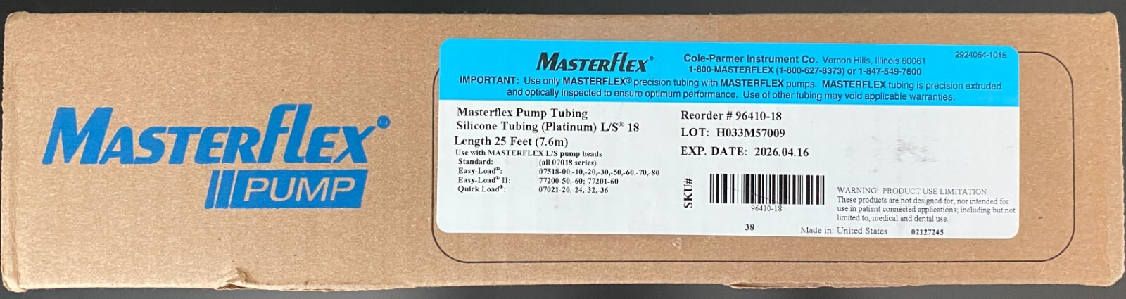 Masterflex+96410-18+Silicone+Tubing+%28platinum%29+L%2Fs+18+25+Feet for ...