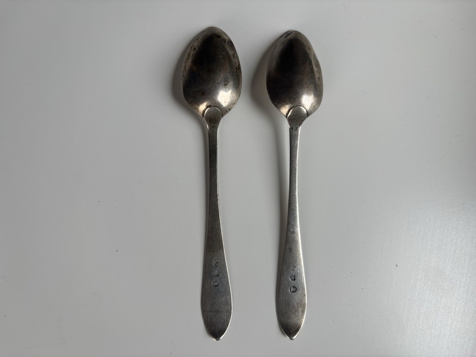 Pair of Antique Solid Silver Teaspoons George 111 Edinburgh Hallmarked ...