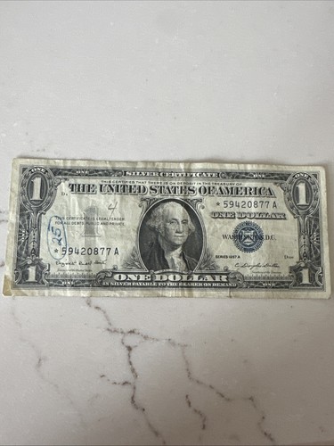 One Dollar Star Note Silver Certificate Blue Seal Error Replacement ...