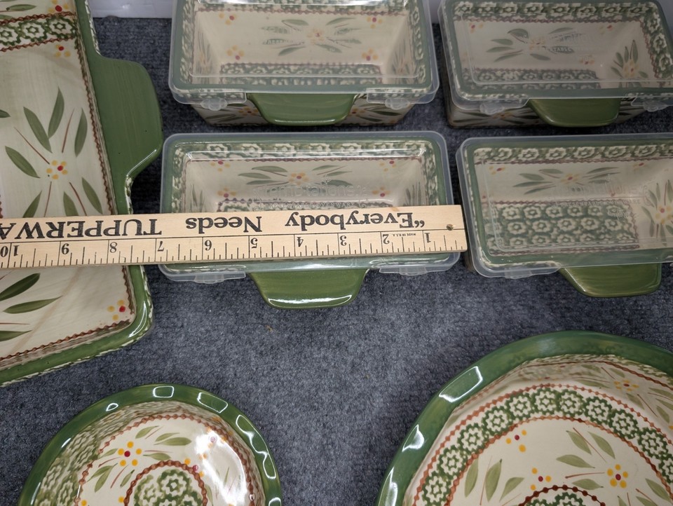 Temp-tations By Tara Old World Green 10 Piece Lot Presentable Ovenware ...