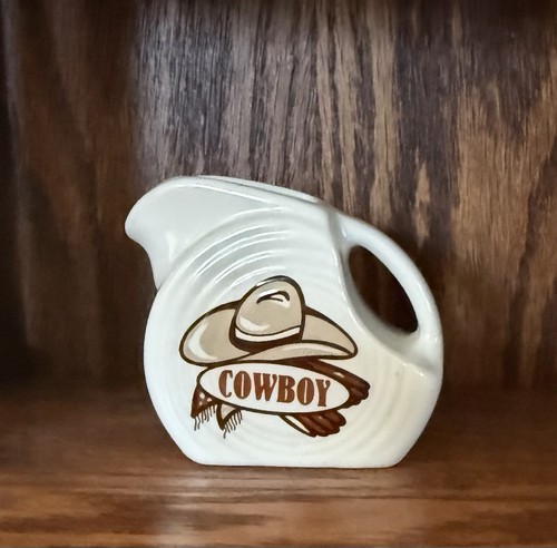 Fiesta Mini Disk Collectable Pitcher White with Cowboy Hat Fiestaware ...