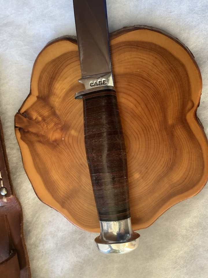 Vintage CASE Fixed Blade Knife Stacked Leather Handle with Sheath | eBay