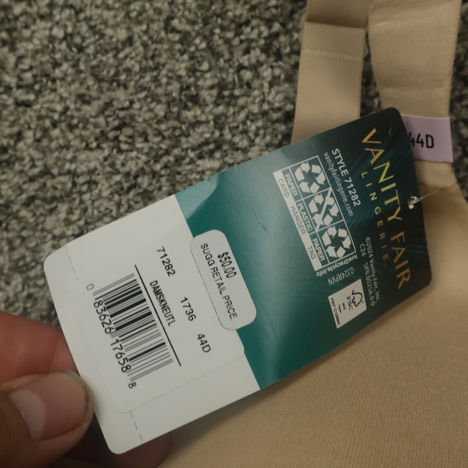 Vanity Fair Beyond Comfort Support T-Shirt Bra 71282 Damask Neutral 44D ...