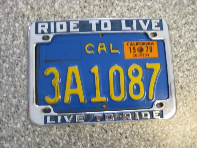 1970 California Motorcycle License Plate, 1970 Validation, DMV Clear ...