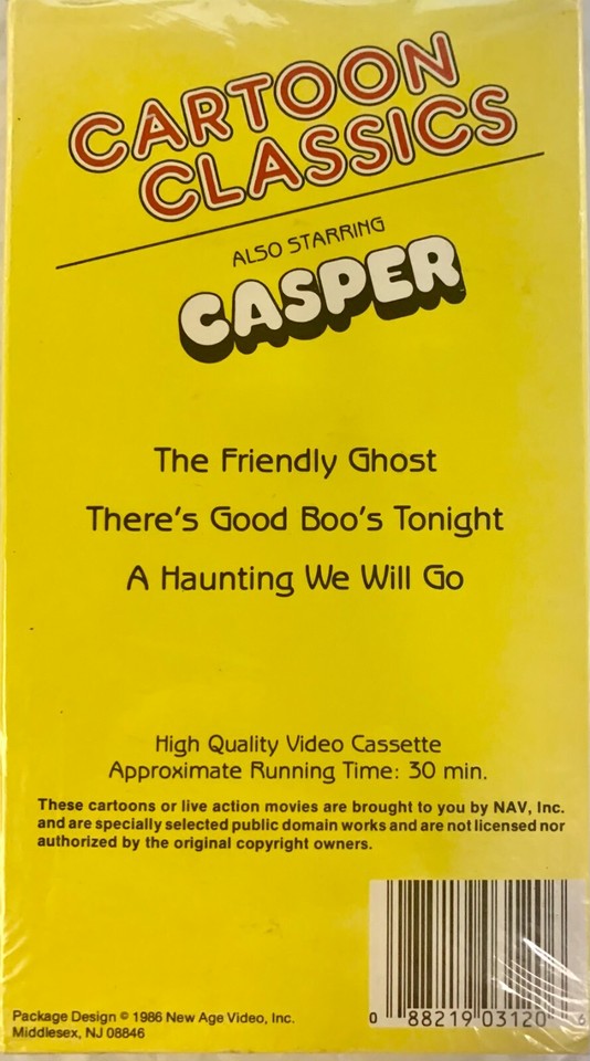 Cartoon Classics Casper VHS Rare Animation OOP New Factory Sealed - 3 ...