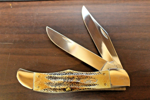 Case xx Knife Folding Hunter Jigged Amber Bone 30093 Carbon Steel NIB ...