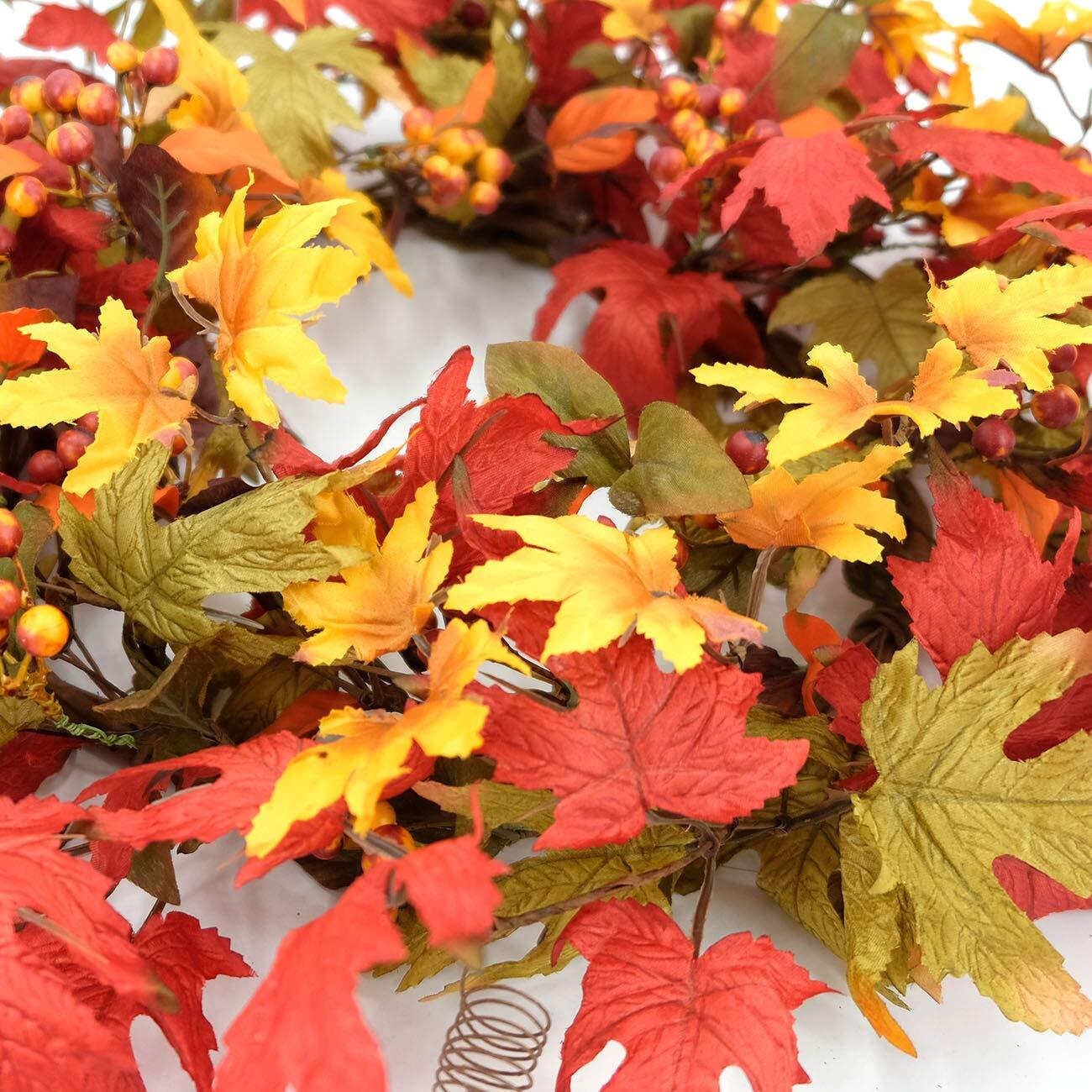 20 Inch Fall Wreath Autumn Wreath for Front Door - Maple Leaves Wreath ...