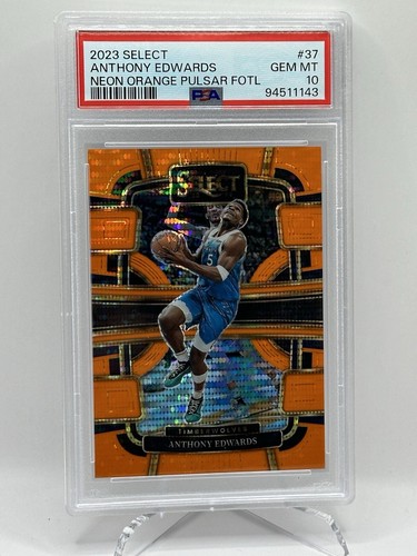 Anthony Edwards 2023 Select Concourse Neon Orange Pulsar PSA 10 #d 15/ ...