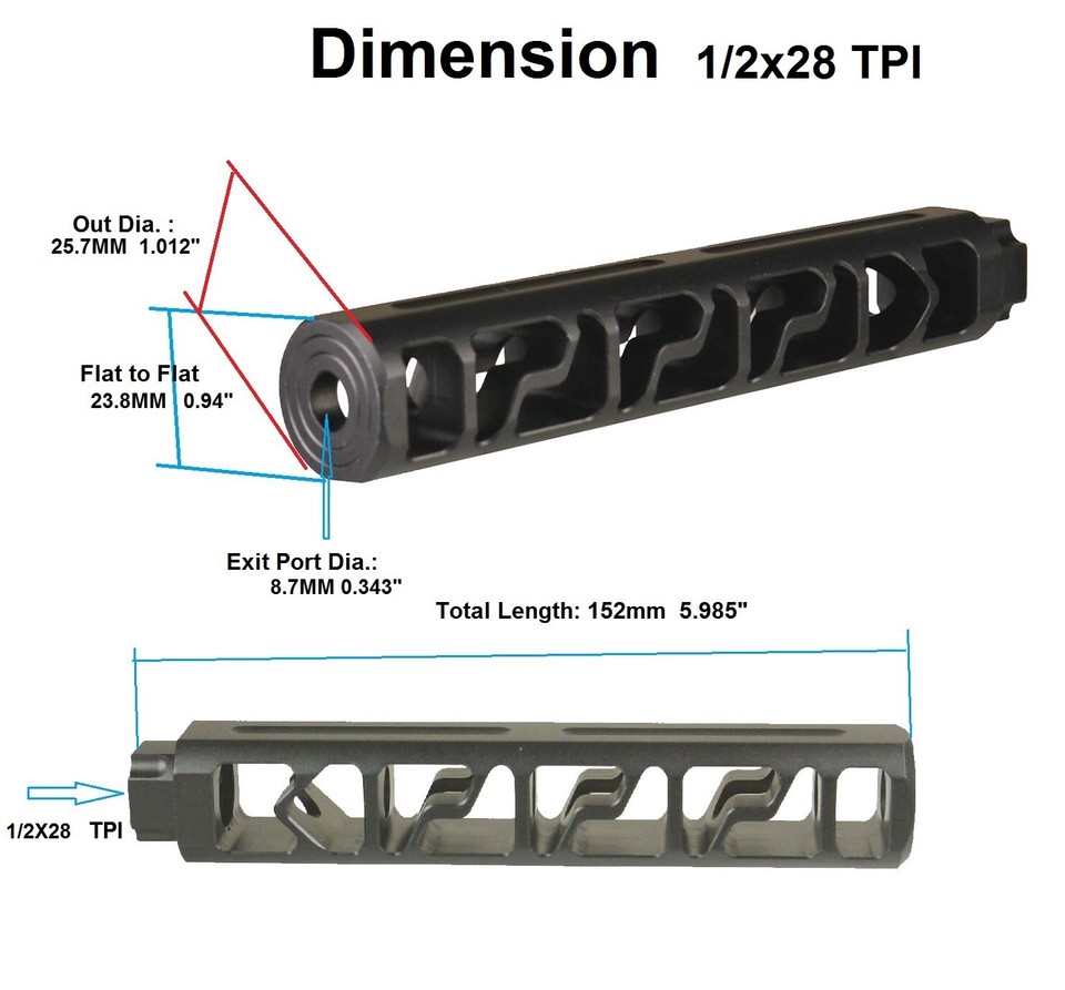 Ar15 Muzzle Brake Compensator 223/5.56 1/2"X 28 TPI AR-15 LINEAR ...