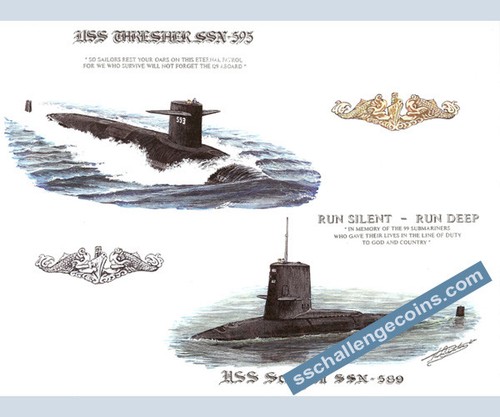 USS Thresher SSN 593 and USS Scorpion SSN 589 Submarine Military Art IN ...
