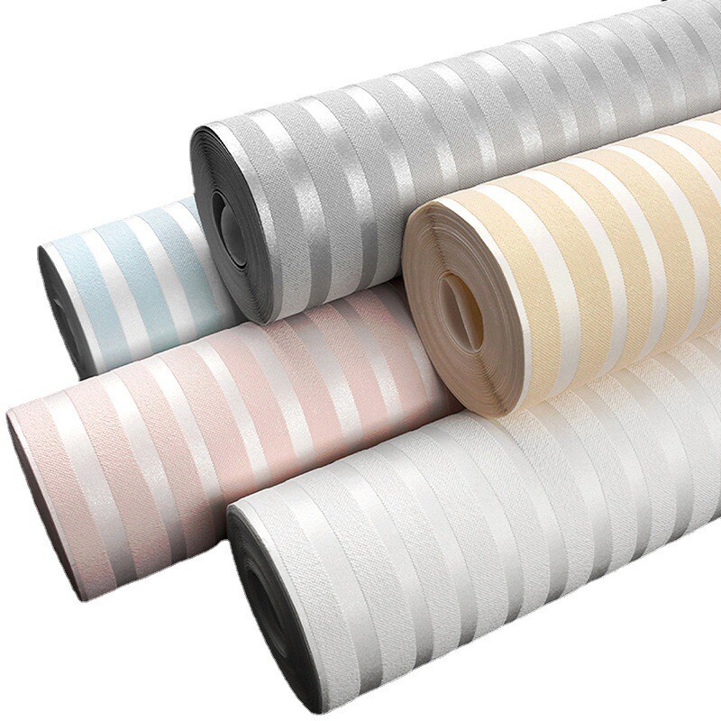 Embossed Metallic Silver Pink/Grey Stripe Textured Wallpaper.Wall Paper ...