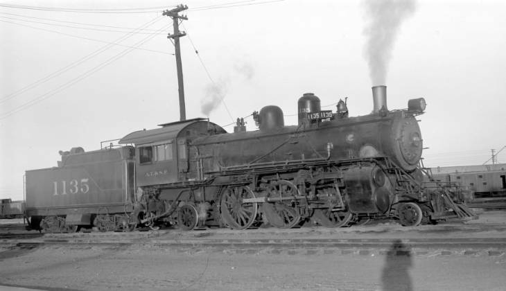 AT&SF Santa Fe Railroad locomotive engine No. 1135 type 2-6-2 OLD TRAIN ...