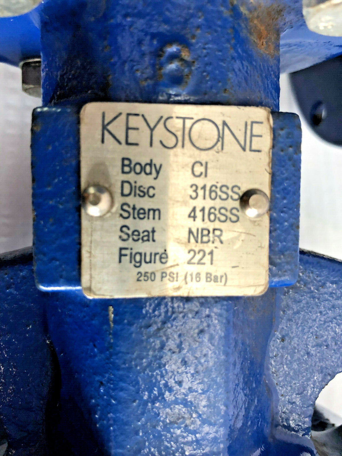 Keystone 6" - 221 - PN16 - 232 psi Wafer Butterfly Valve. SS NBR - 24:1 ...