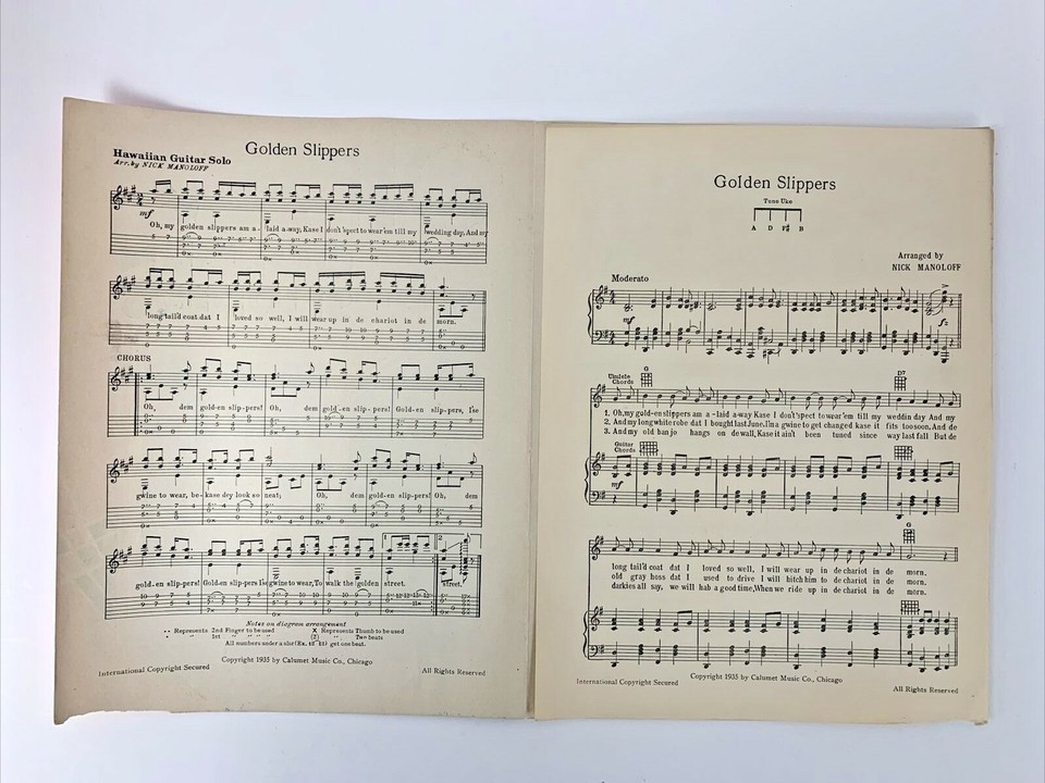 OH DEM GOLDEN SLIPPERS 1935 Vintage Piano, Guitar Ukulele Sheet Music ...