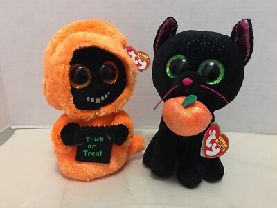 2018 TY Beanie Boo's GRINNER Ghoul & POTION Cat 6" Halloween Plush Toy ...