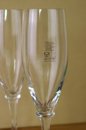 Ruhr Crystal Fluted Wine Glasses German Multi-Sided Stem Set of 4 Wafer ...