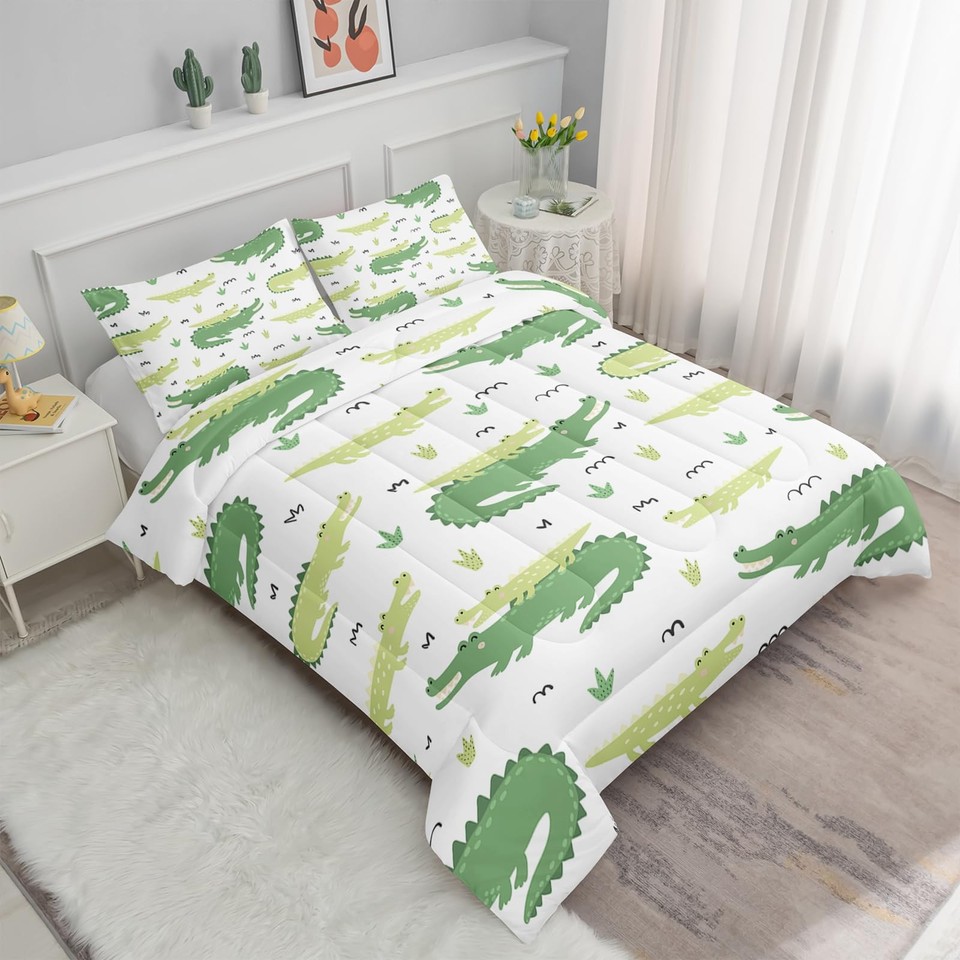 Crocodile Bedding Comforter Set Twin Size,Kids Cartoon Crocodiles ...