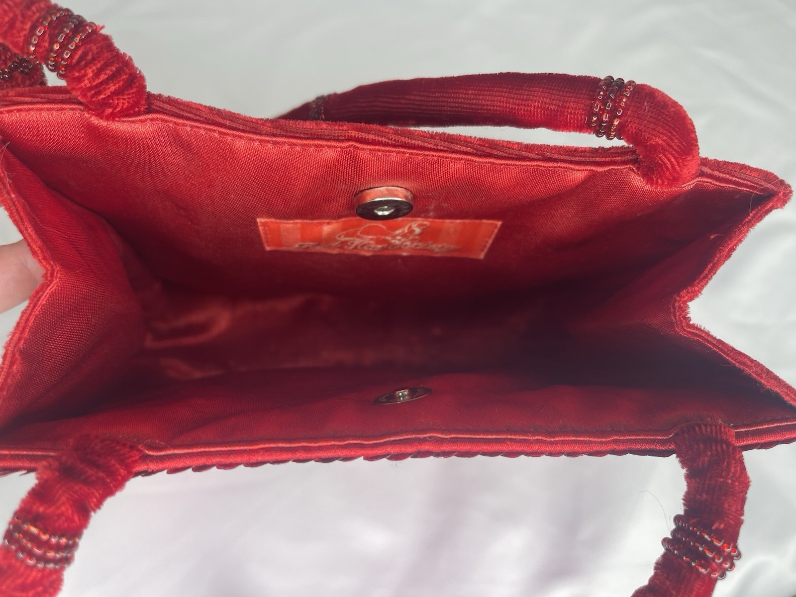 Vintage Red Hat Society Red Velvet & Sequin Beaded Purse with Double ...