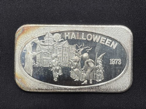 USSC 1973 Halloween 1 Oz Silver Bar Rare Cancelled Spooky Creepy ...