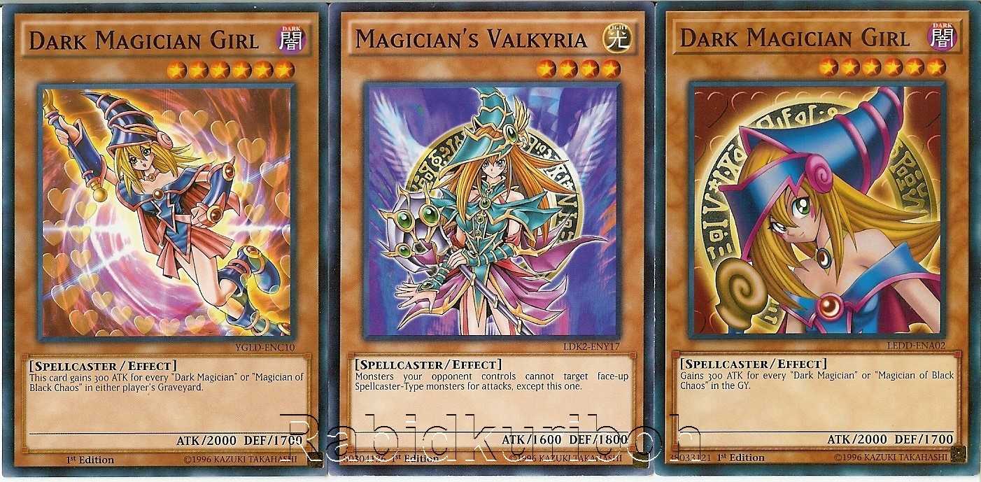 Yugioh Dark Magician Girl (2 Versions) + Magician's Valkyria -- Set ...