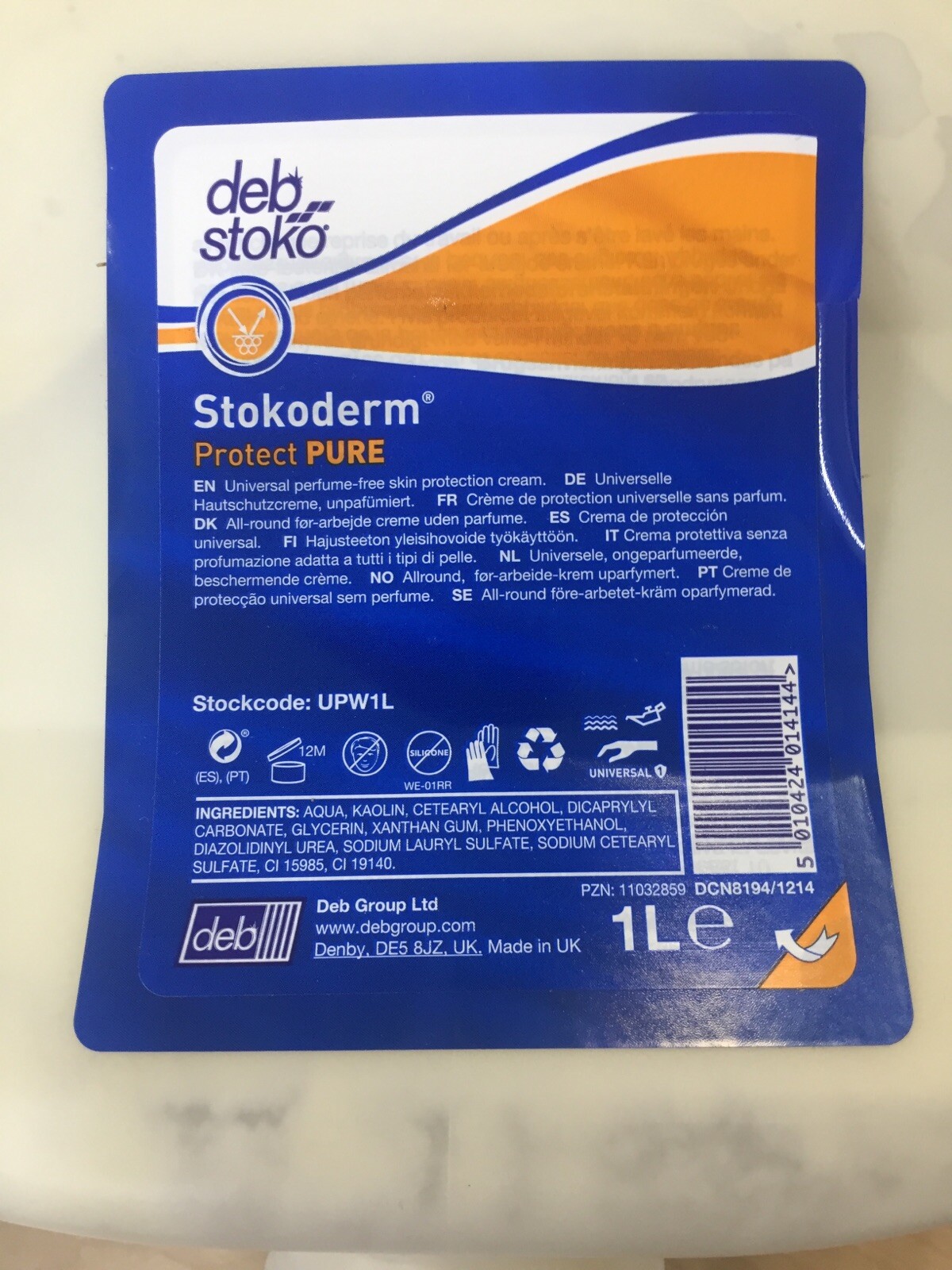 Deb Stoko Stokoderm Skin Protection Barrier Cream 1 Litre UPW1L Protect ...