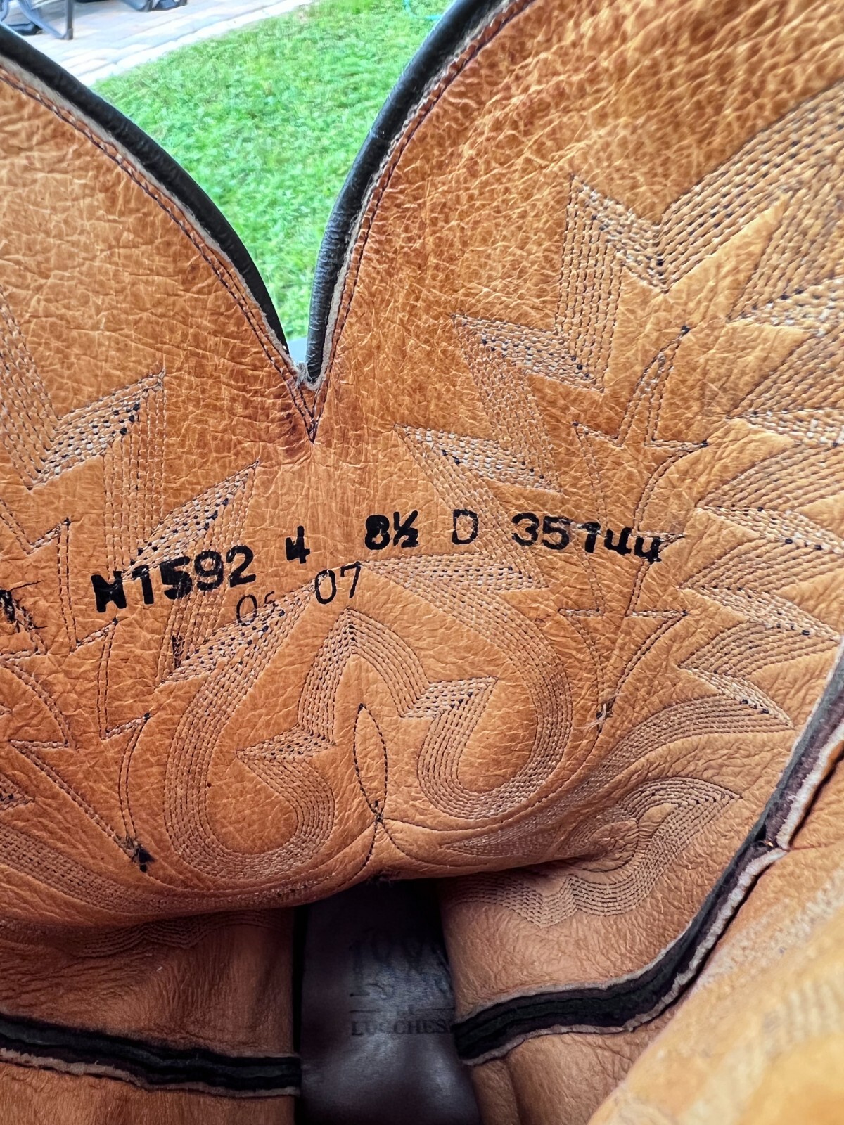 Lucchese MEN BROWN LEATHER BULLFROG INLAY Cowboy WESTERN Boots SZ 8.5 D ...