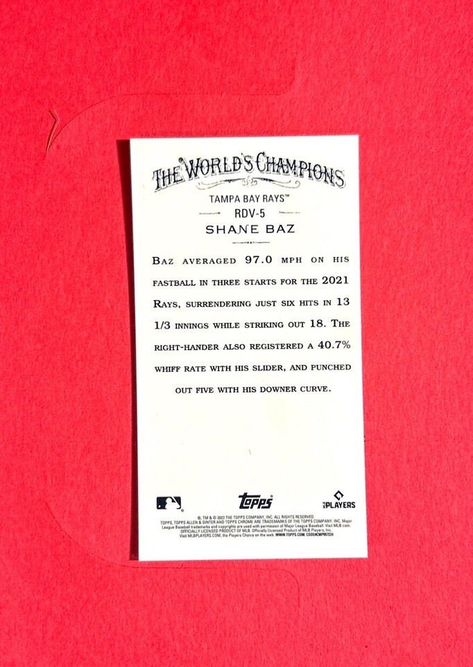 Shane Baz ~ 2022 Topps Allen & Ginter Chrome ~ Rookie Design Variation ...