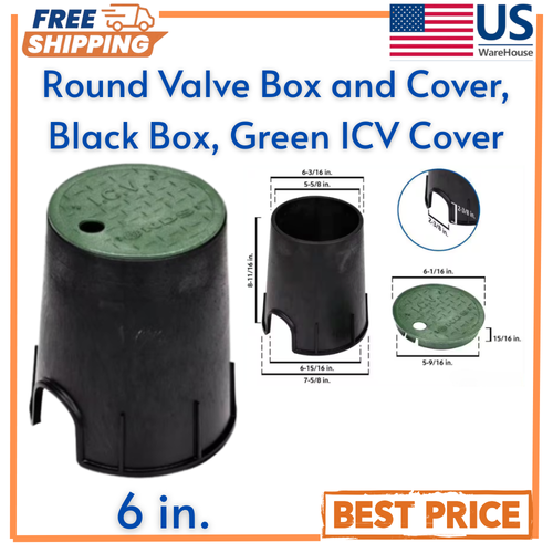 6 in. Round Valve Box and Cover, Black Box, Green ICV Cover | eBay