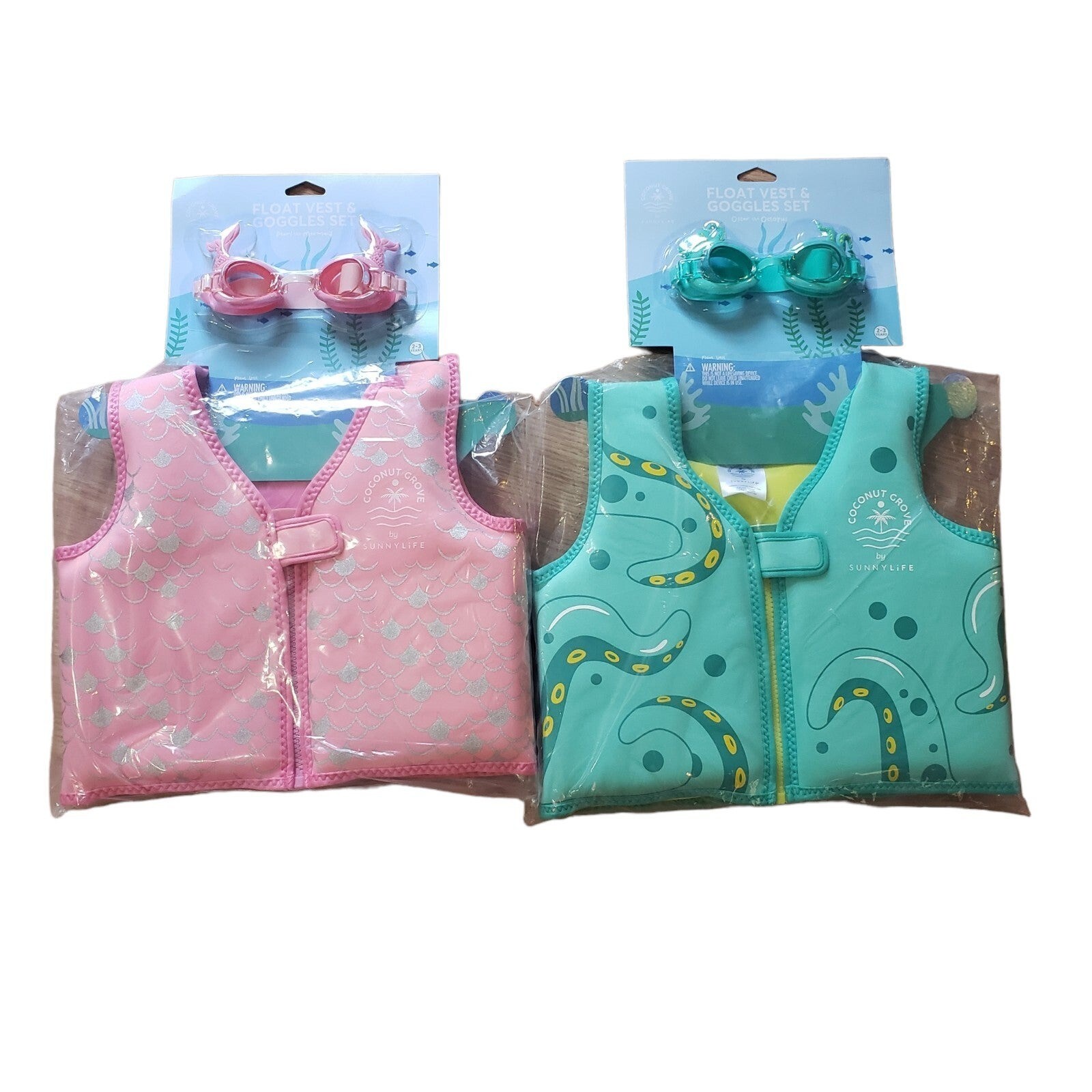 Reef Gang Set Octopus & Mermaid Float Vest & Goggles boy girl Set-New ...