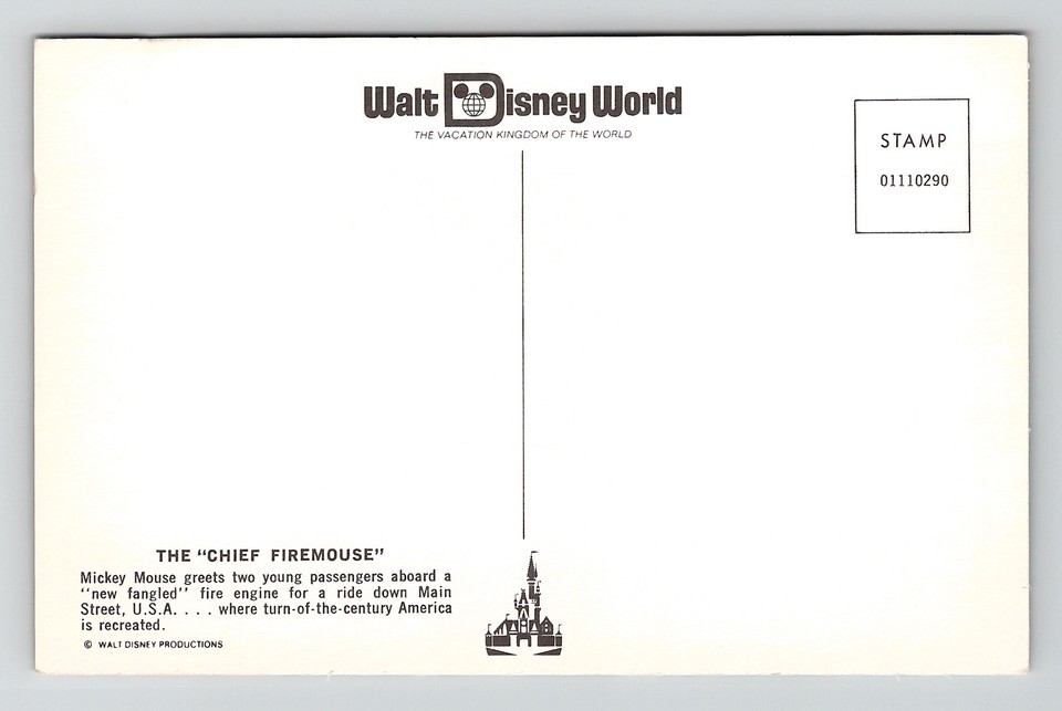 Postcards Vintage Mickey Mouse The Chief Firemouse Walt Disney World FL ...