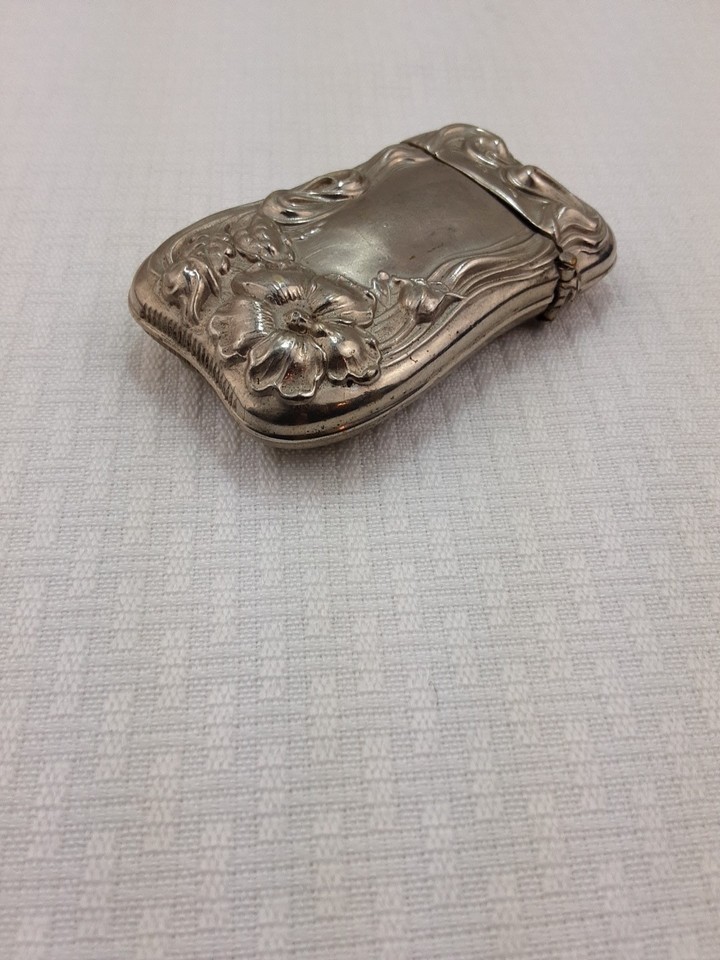 Vintage German Silver Onate Floral Design Match Safe Vesta | eBay