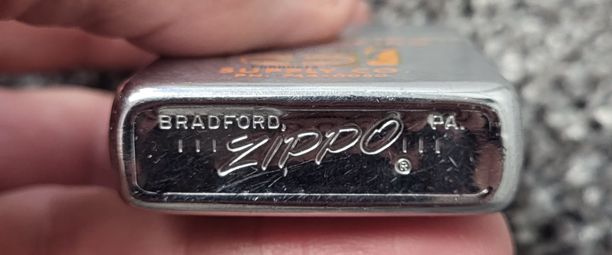 VINTAGE ZIPPO FLINT WELDING AIRCO SUPPLY COMPANY 6-LINES ON BOTTOM ...