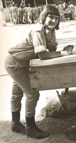 REAL PHOTO 1950s ISRAEL ARMY IDF FEMALE SOLDIER GIRL SEXY POSING ZAHAL ...