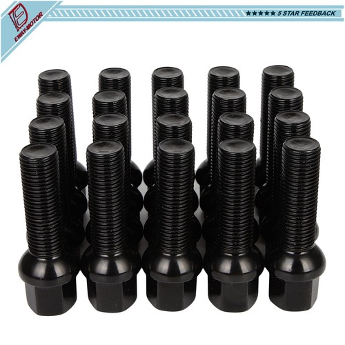 20 M14x1.5 overtall 64mm Lug Nuts Black 17mm Hex For Audi Q3 Q2 Q7 SQ5 ...