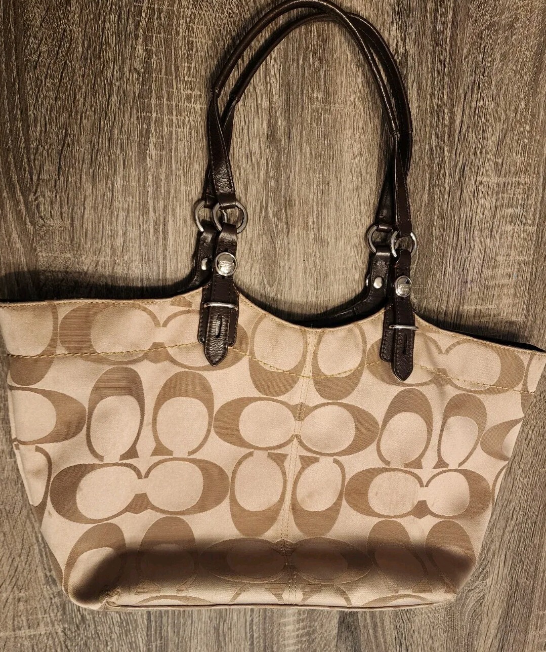 COACH Beige Fabric Tote Bag SIGNATURE - Gem