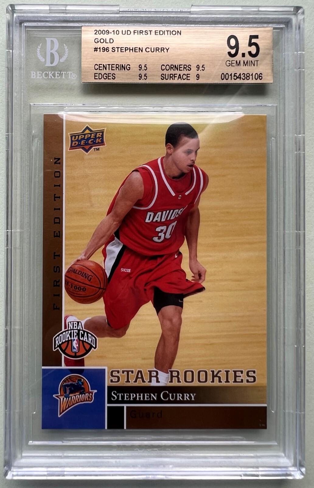 2009-10 UPPER DECK STEPHEN CURRY ROOKIE GOLD RC UD 1ST EDITION #196 ...