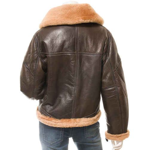 B3 RAF Brown Mens Bomber Flying Aviator Fur Irvin Real Shearling ...
