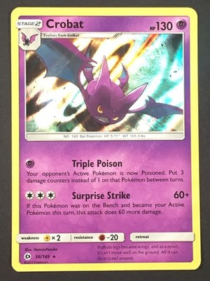 Pokemon TCG Crobat 56/149 Sun & Moon Base Set Holo Rare LP | eBay