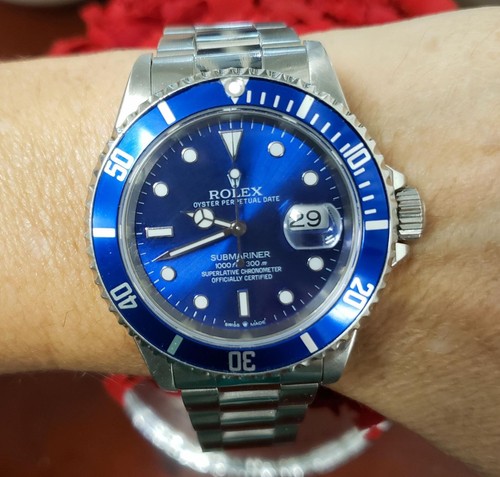 40mm Rolex Submariner 16610 Steel Custom Smurf Style Blue Dial & Bezel ...