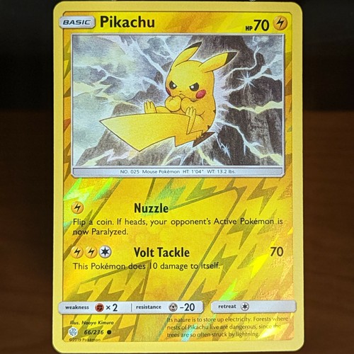 Pikachu 66/236 LP/NM Reverse Holo Cosmic Eclipse Foil Pokemon Card ...