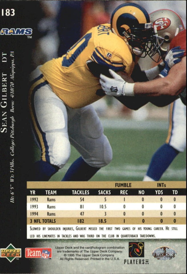 1995 Upper Deck Electric Silver St. Louis Rams Football Card #183 Sean ...