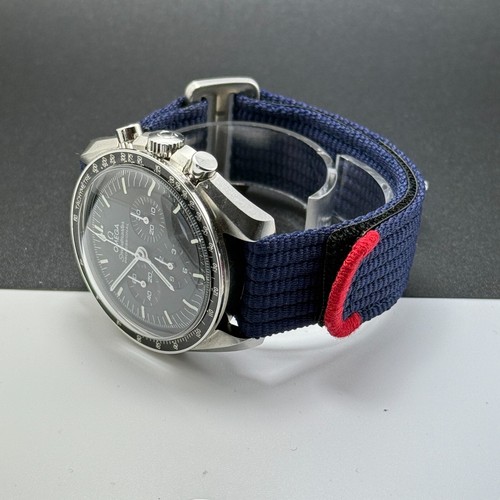 Omega Speedmaster Moonwatch Single Pass Watch Strap Blue / Red 20mm | eBay