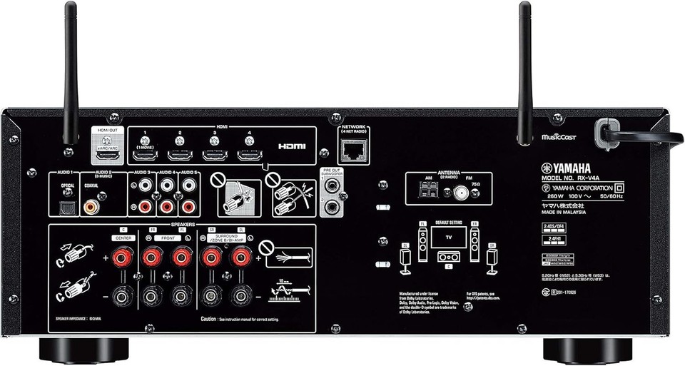 Yamaha RX-V4A Black 5.2ch 80W AV Receiver MusicCast AC100V New | eBay